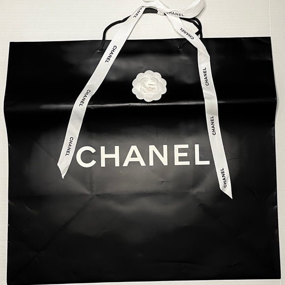 CHANEL | Bags | Chanel Paper Bag Shopping Bag Gift Bag Black White ...